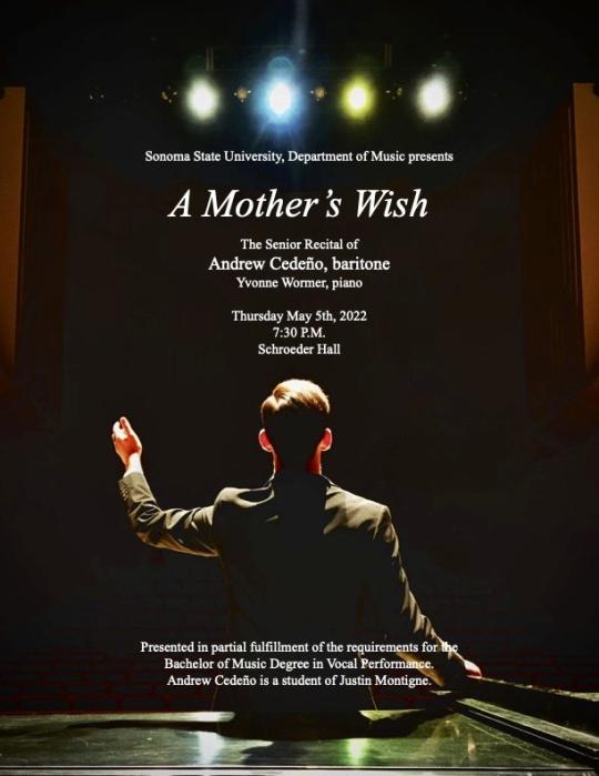Senior Recital of Andrew Cedeño | Department of Music at Sonoma State University